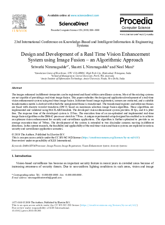 (PDF) Design and Development of a Real Time Vision Enhancement System using Image Fusion – an ...