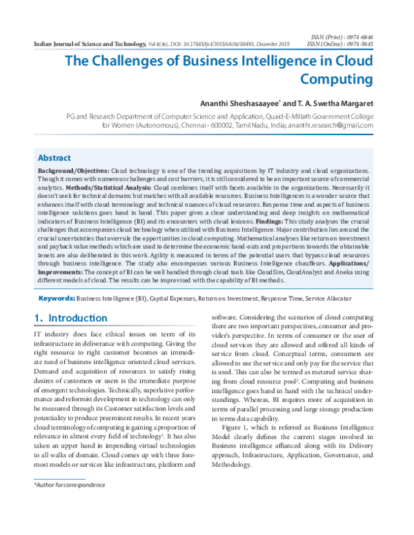 (PDF) The Challenges of Business Intelligence in Cloud Computing