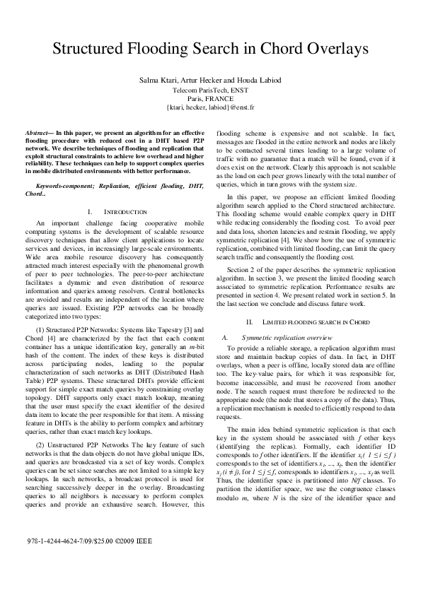 (PDF) Structured flooding search in Chord overlays