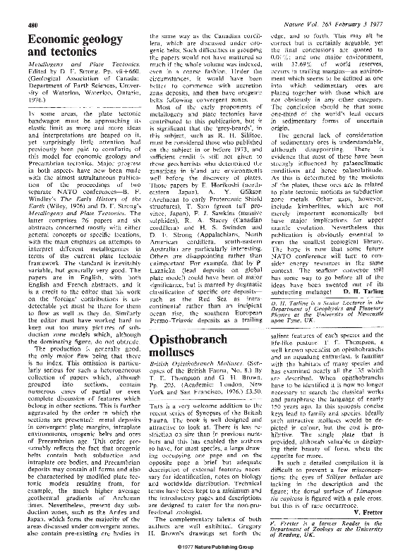 (PDF) Economic geology and tectonics
