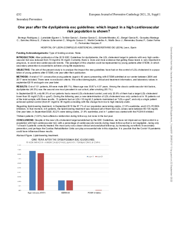 (PDF) One year after the dyslipidemia esc guidelines: which impact in a ...