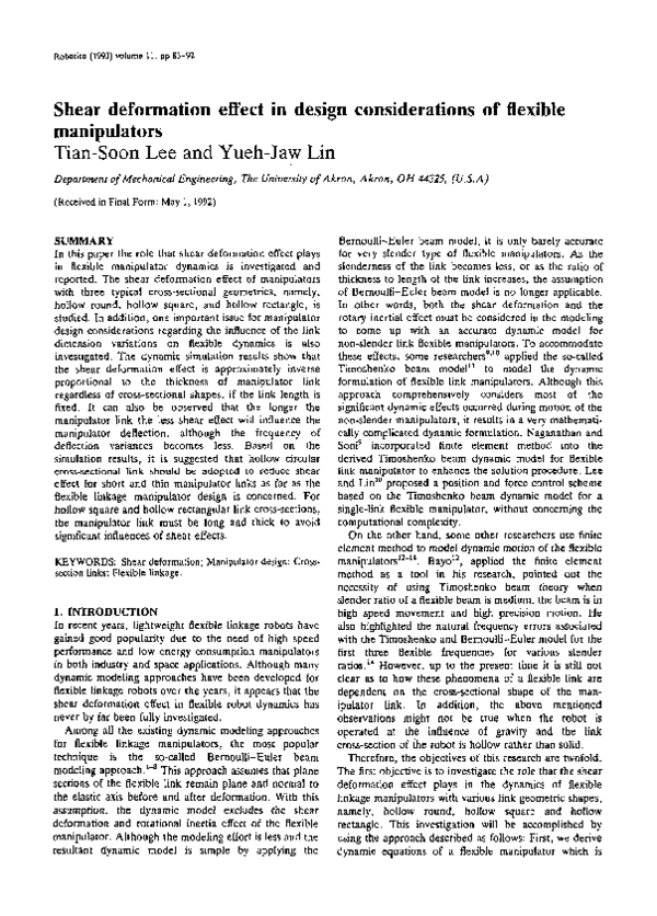 (PDF) Shear deformation effect in design considerations of flexible ...
