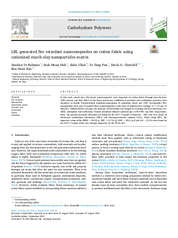 (PDF) LBL generated fire retardant nanocomposites on cotton fabric ...