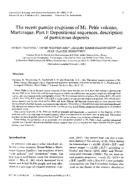 (PDF) The recent pumice eruptions of Mt. Pelée volcano, Martinique ...