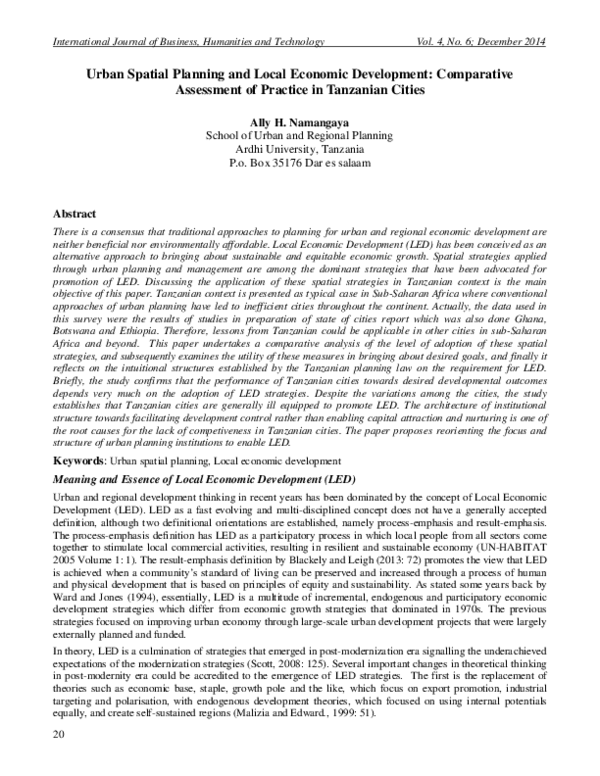 (PDF) Urban Spatial Planning and Local Economic Development ...