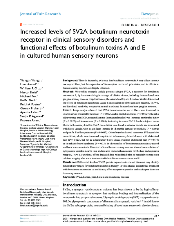 (PDF) Increased levels of SV2A botulinum neurotoxin receptor in ...