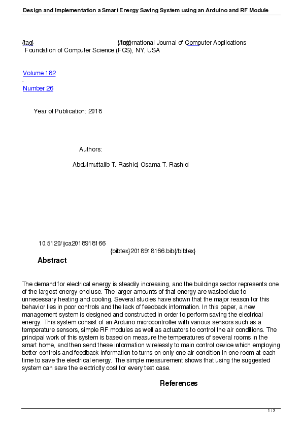 Pdf Design And Implementation A Smart Energy Saving System Using An Arduino And Rf Module