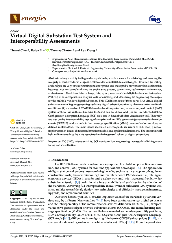 (PDF) Virtual Digital Substation Test System and Interoperability ...