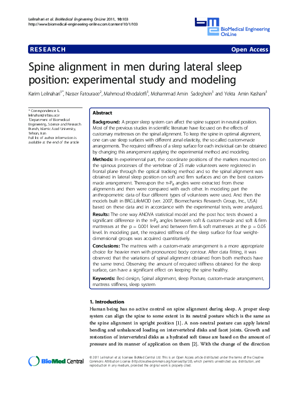 (PDF) Spine alignment in men during lateral sleep position ...