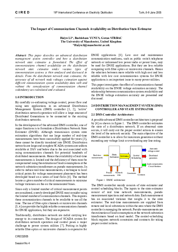 (PDF) The impact of communications channels availability on distribution state estimator