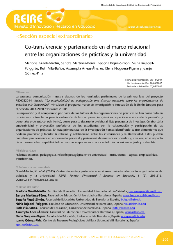 (PDF) Co-transferencia y partenariado en el marco relacional entre las organizaciones de pr ...