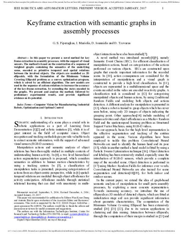 (PDF) Key-frame Extraction With Semantic Graphs in Assembly Processes