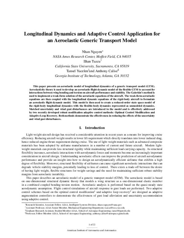 (PDF) Longitudinal Dynamics and Adaptive Control Application for an ...