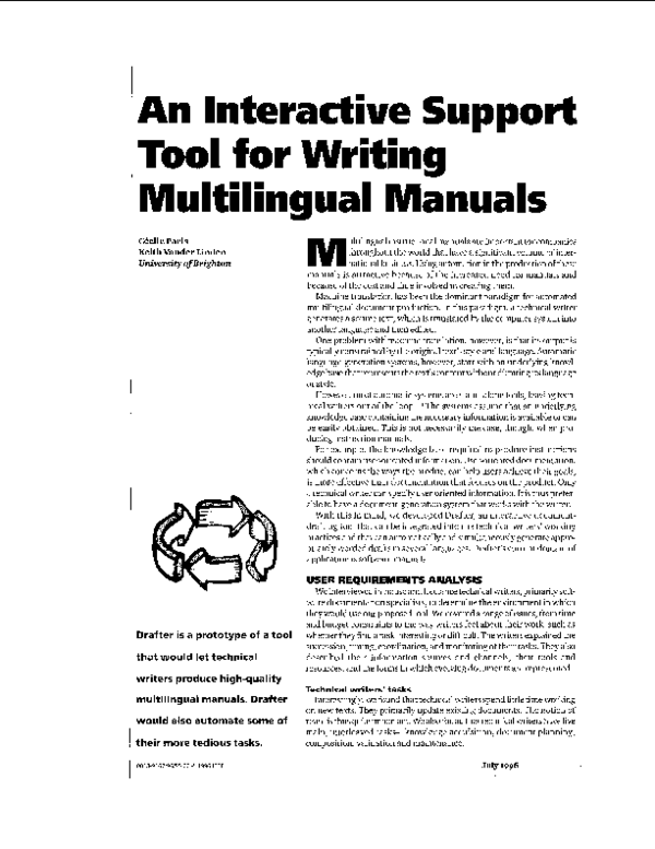 (PDF) An interactive support tool for writing multilingual manuals