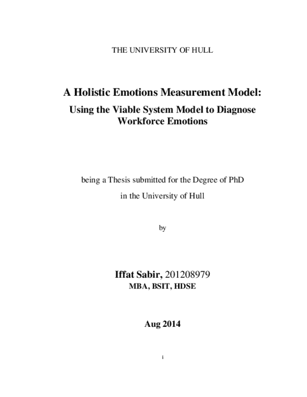 (PDF) A holistic emotions measurement model : using the viable system ...