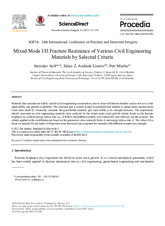 (PDF) Mixed Mode I/II Fracture Resistance of Various Civil Engineering Materials by Selected ...