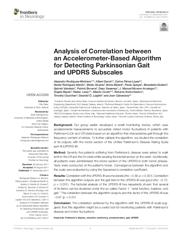 (PDF) Analysis of Correlation between an Accelerometer-Based Algorithm for Detecting ...