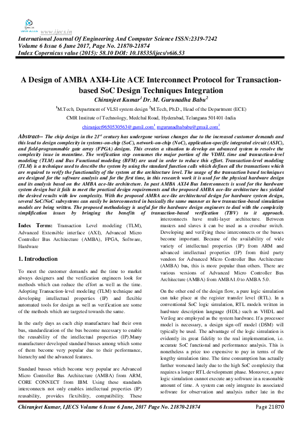 (PDF) A Design of AMBA AXI4-Lite ACE Interconnect Protocol for Transactionbased SoC Design ...
