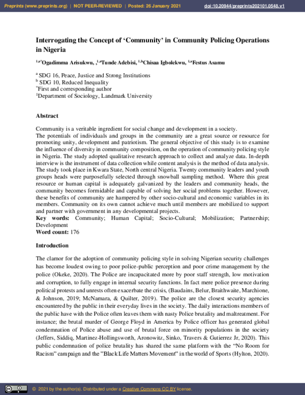 (PDF) Interrogating the Concept of ‘Community’ in Community Policing ...
