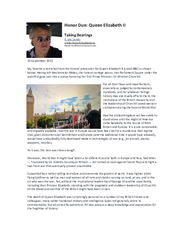 (PDF) Honor Due: Queen Elizabeth II
