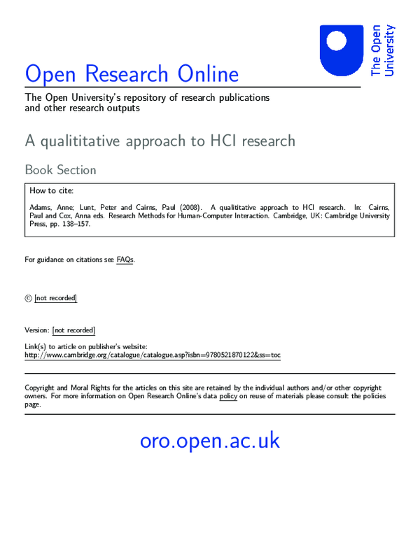 (PDF) A qualitative approach to HCI research