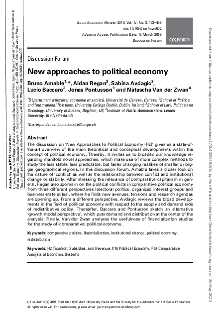 (PDF) New approaches to political economy