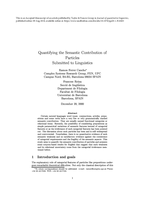 (PDF) Quantifying the Semantic Contribution of Particles | FRANCESC REINA GONZALEZ - Academia.edu