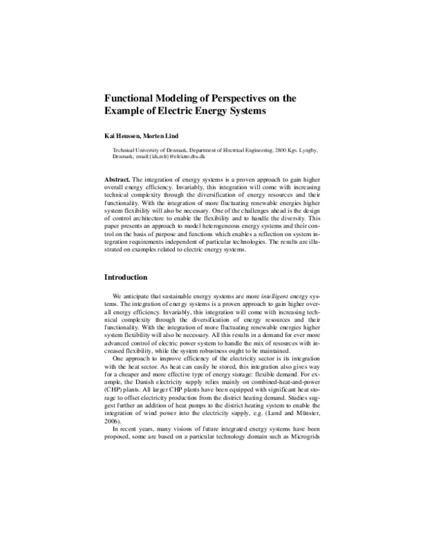 (PDF) Functional Modeling of Perspectives on the Example of Electric Energy Systems
