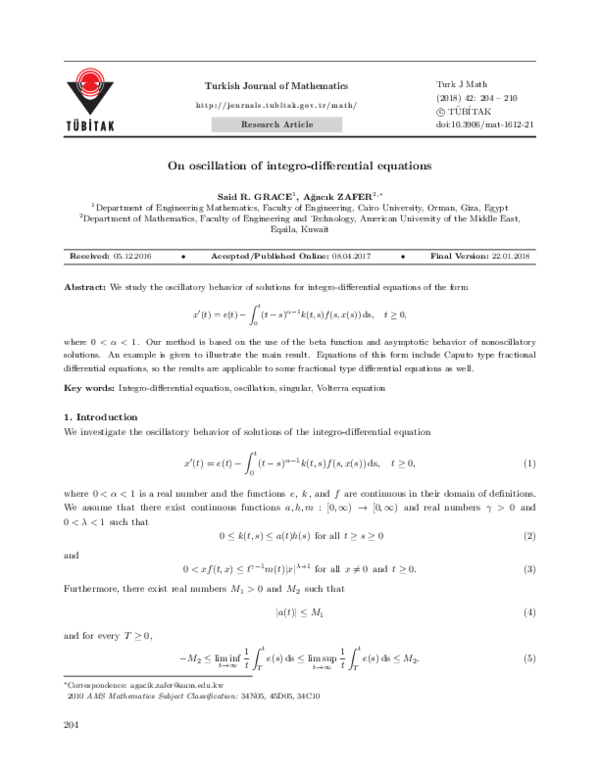 (PDF) On oscillation of integro-differential equations
