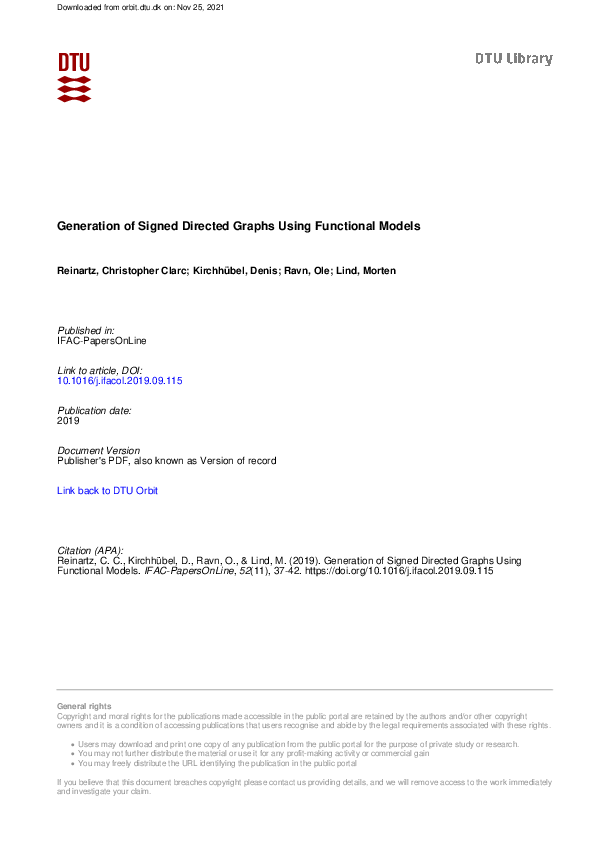 (PDF) Generation of Signed Directed Graphs Using Functional Models (PDF) Generation of Signed Directed Graphs Using Functional Models