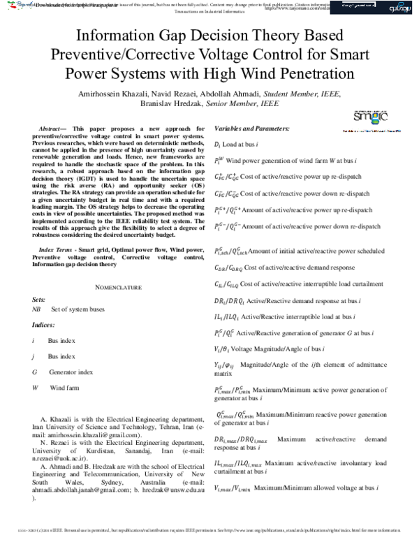 (PDF) Information Gap Decision Theory Based Preventive/Corrective ...
