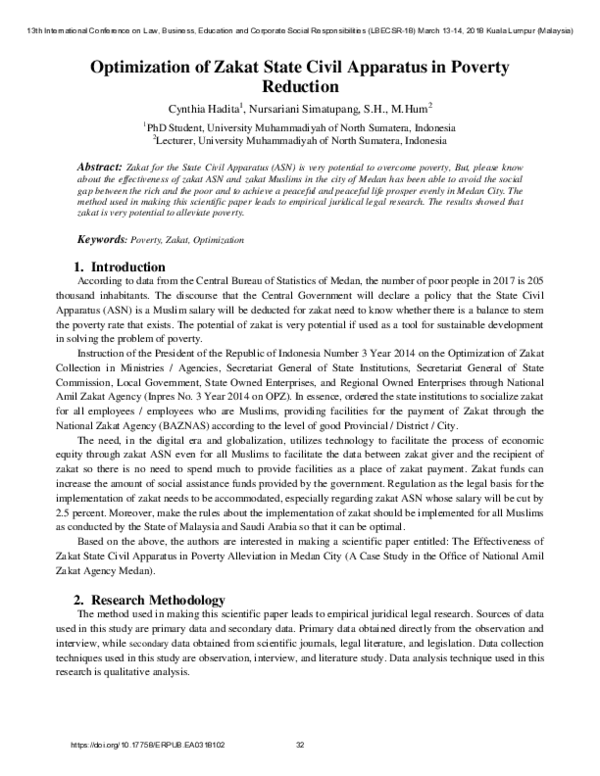 (PDF) Optimization of Zakat State Civil Apparatus in Poverty Reduction