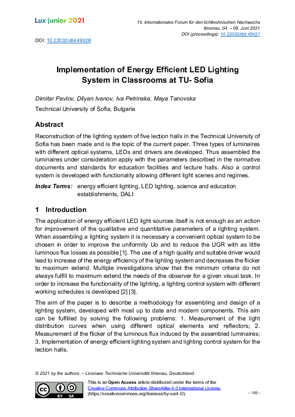 (PDF) Implementation of Energy Efficient LED Lighting System in ...