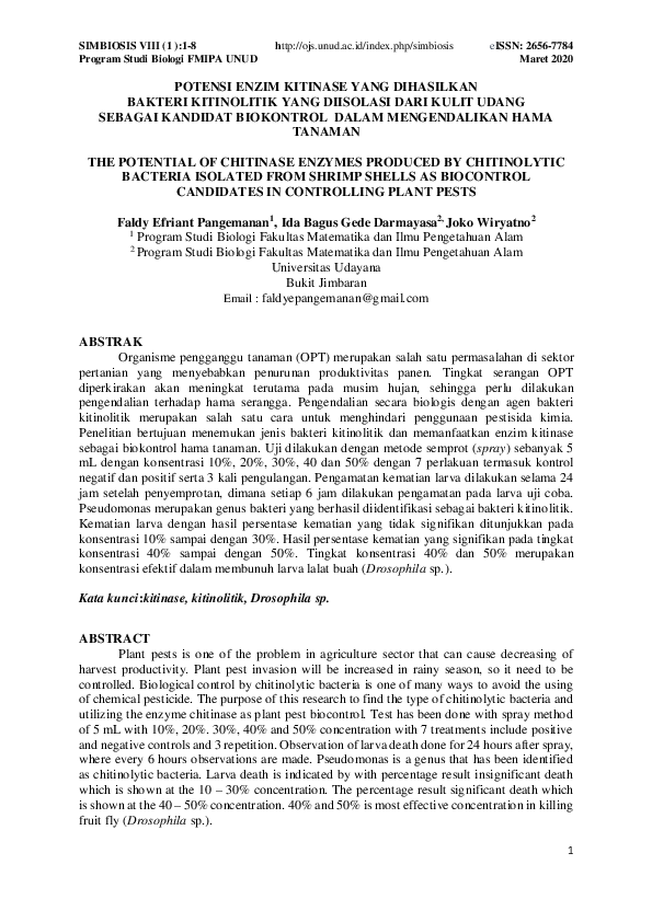 (PDF) The Potential of Chitinase Enzymes Produced by Chitinolytic Bacteria Isolated from Shrimp ...
