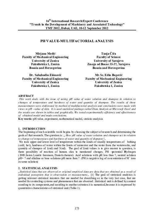 (PDF) PH Value-Multifactorial Analysis