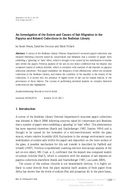 (PDF) An Investigation of the Extent and Causes of Salt Migration in ...