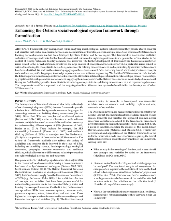 (PDF) Enhancing the Ostrom social-ecological system framework through ...
