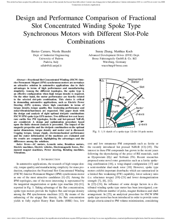 (PDF) Design and Performance Comparison of Fractional Slot Concentrated ...