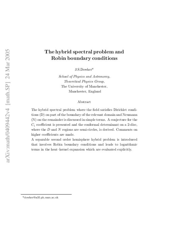 (PDF) The hybrid spectral problem and Robin boundary conditions