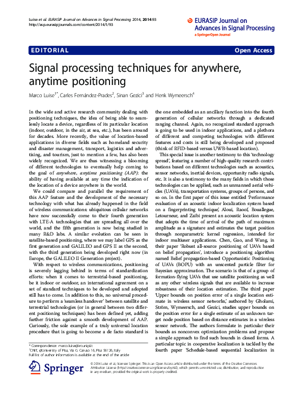 (PDF) Signal processing techniques for anywhere, anytime positioning | Carles Fernandez ...