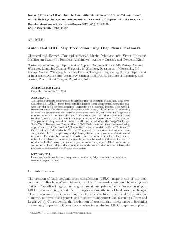 (PDF) Automated LULC map production using deep neural networks