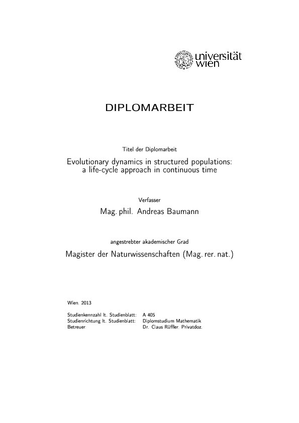 (PDF) Evolutionary dynamics in structured populations: a life-cycle ...
