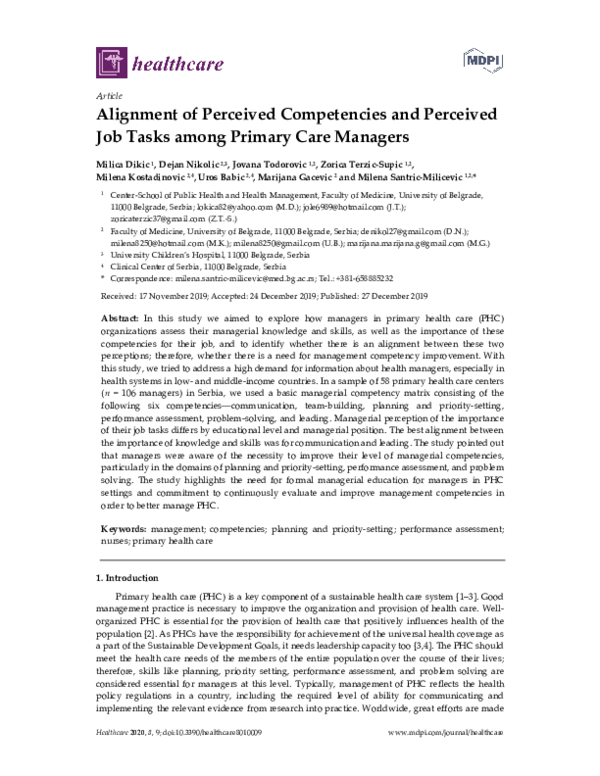 (PDF) Competency Alignment in Primary Care Management
