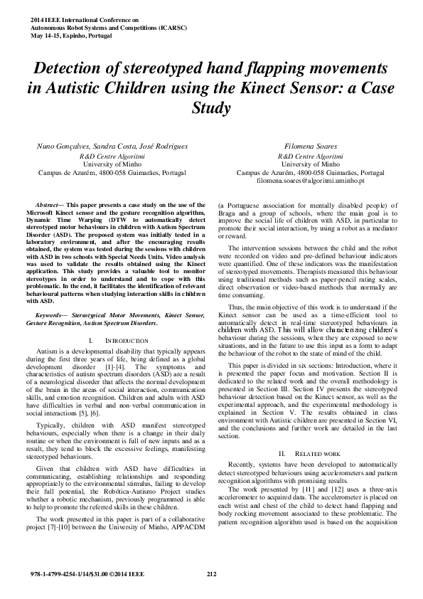 (PDF) Detection of stereotyped hand flapping movements in Autistic ...