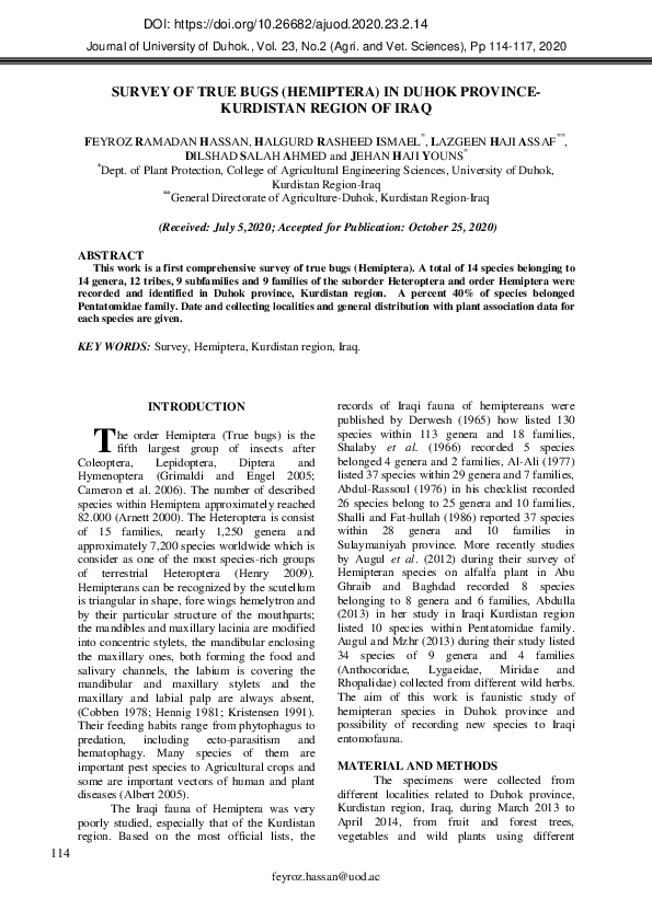 (PDF) Survey of True Bugs (hemiptera) in Duhok Province- Kurdistan ...