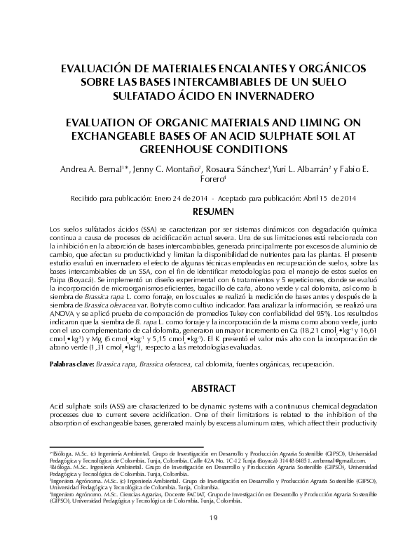 (PDF) Evaluación de materiales encalantes y orgánicos sobre las bases ...