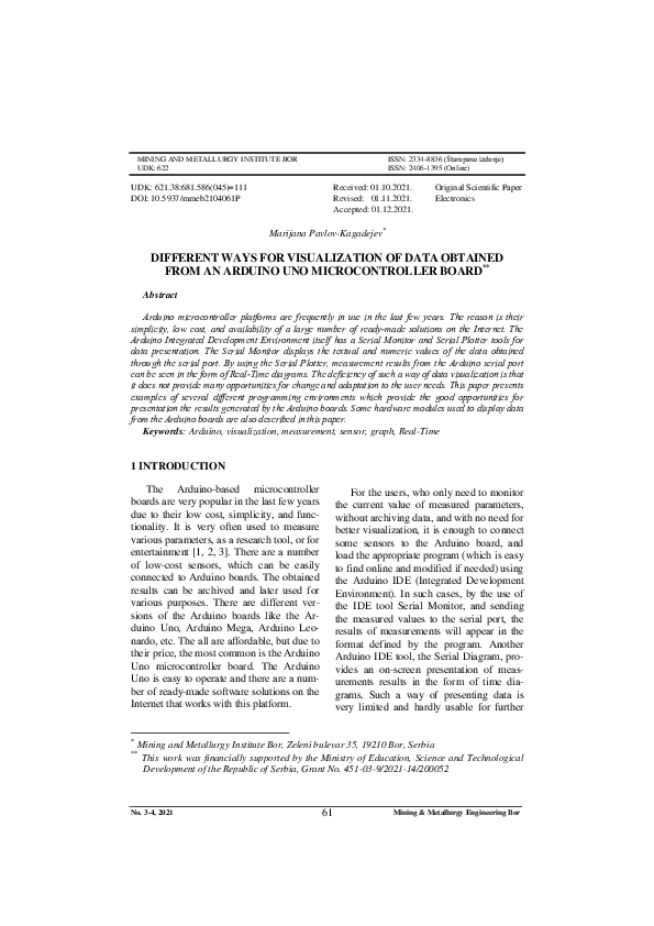 Pdf Different Ways For Visualization Of Data Obtained From An Arduino