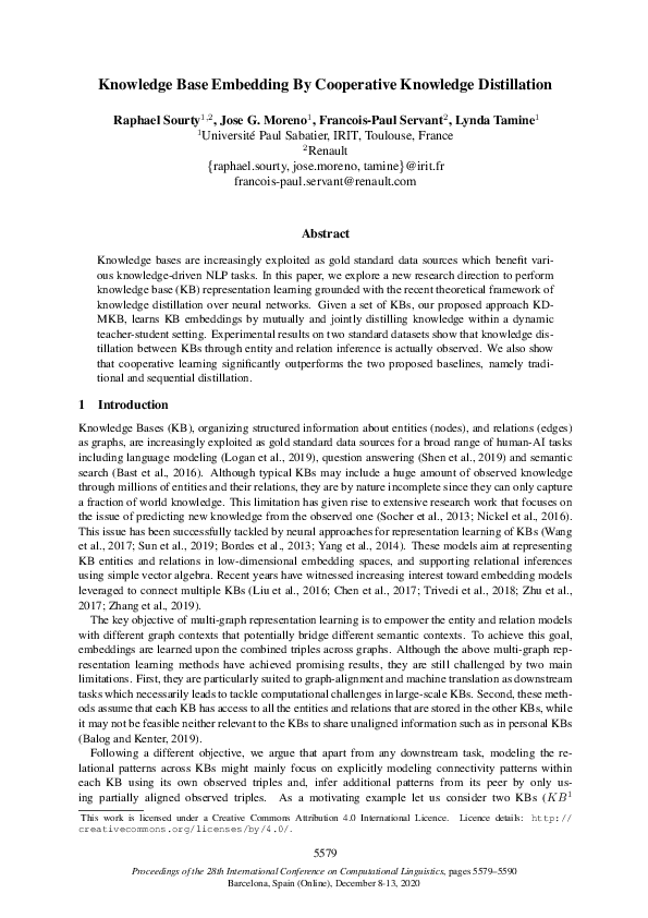 (PDF) Knowledge Base Embedding By Cooperative Knowledge Distillation
