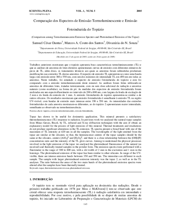 (PDF) Comparação dos Espectros de Emissão Termoluminescente e Emissão ...