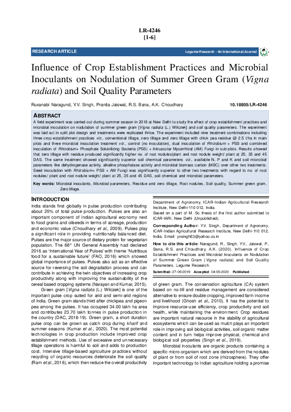 (PDF) Influence of Crop Establishment Practices and Microbial ...
